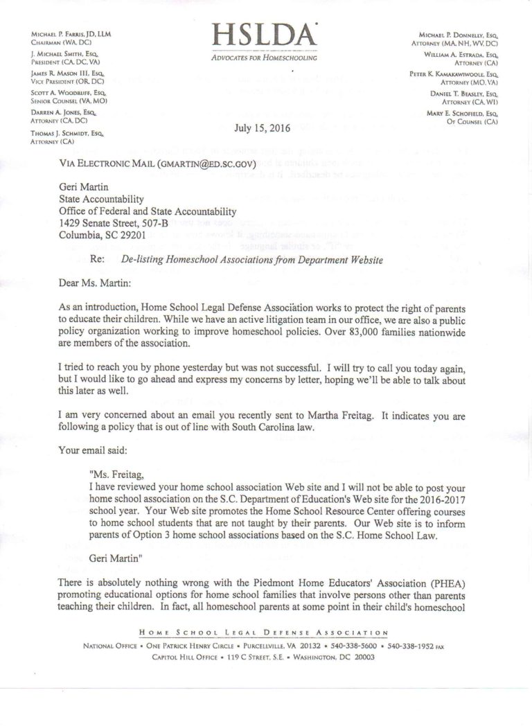 Letter from HSLDA (7-15-2016)